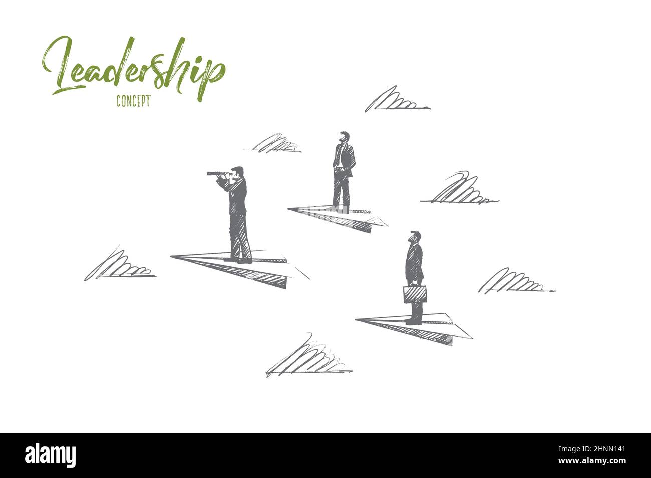 Leadership concept. Hand drawn success people, leaders, who know the ...