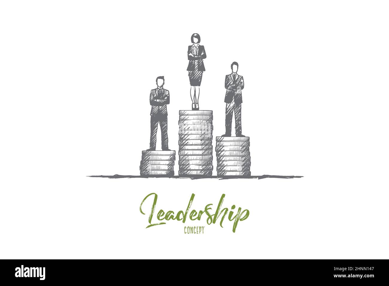 Leadership concept. Hand drawn business team leader. Success and ...