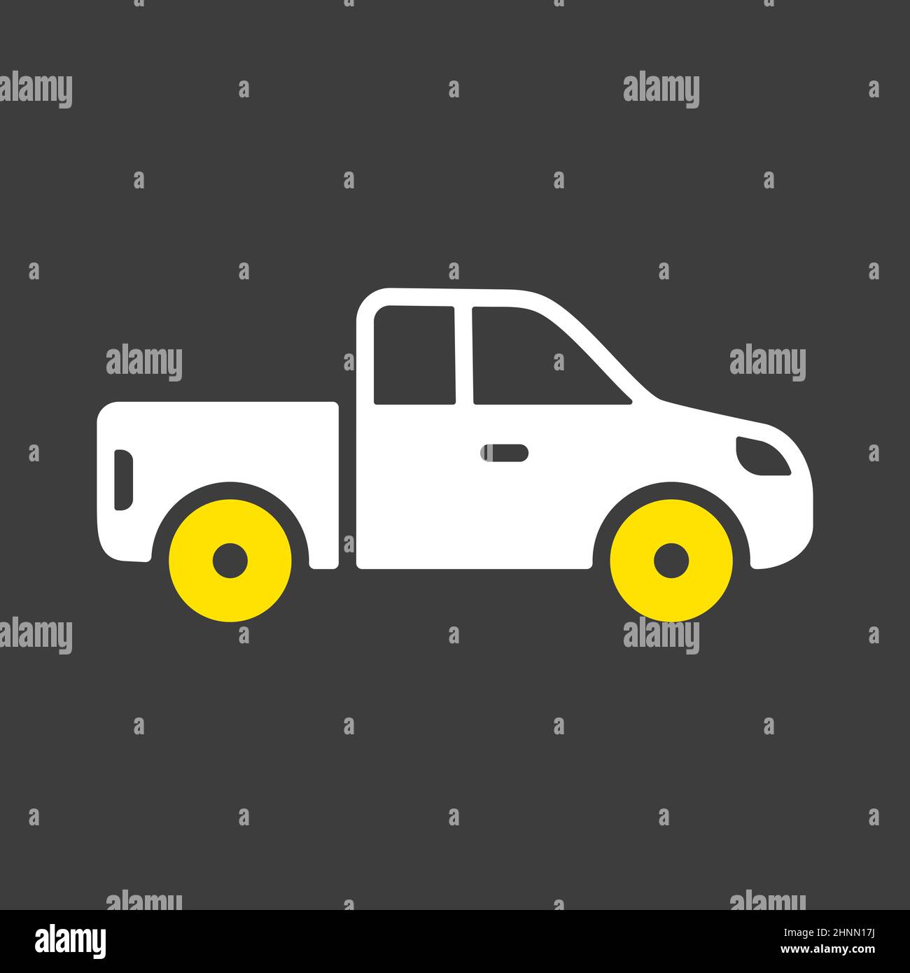 Pickup car flat vector glyph icon on dark background. Graph symbol for ...