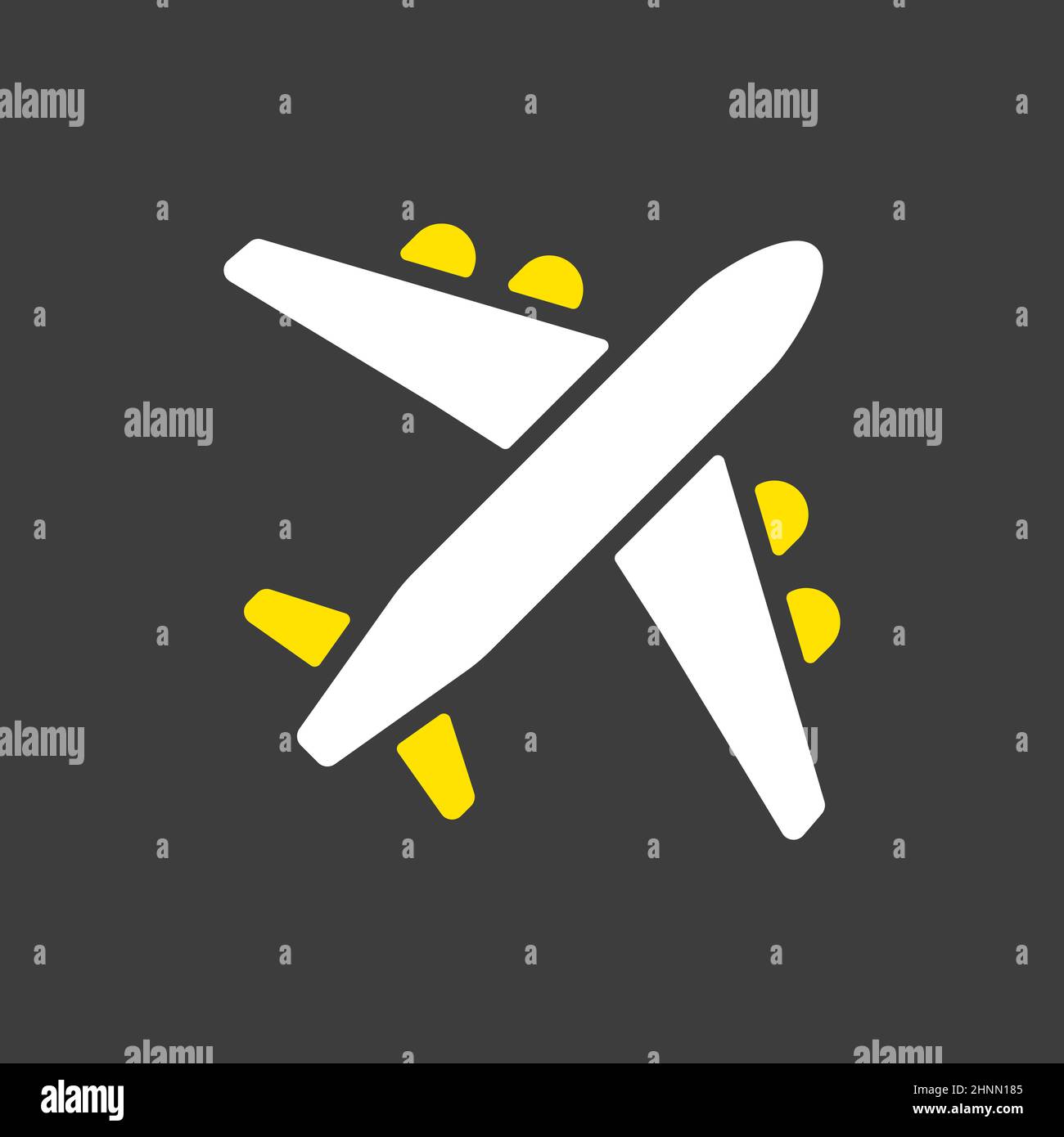 Airplane or plane flat vector glyph icon on dark background. Graph ...
