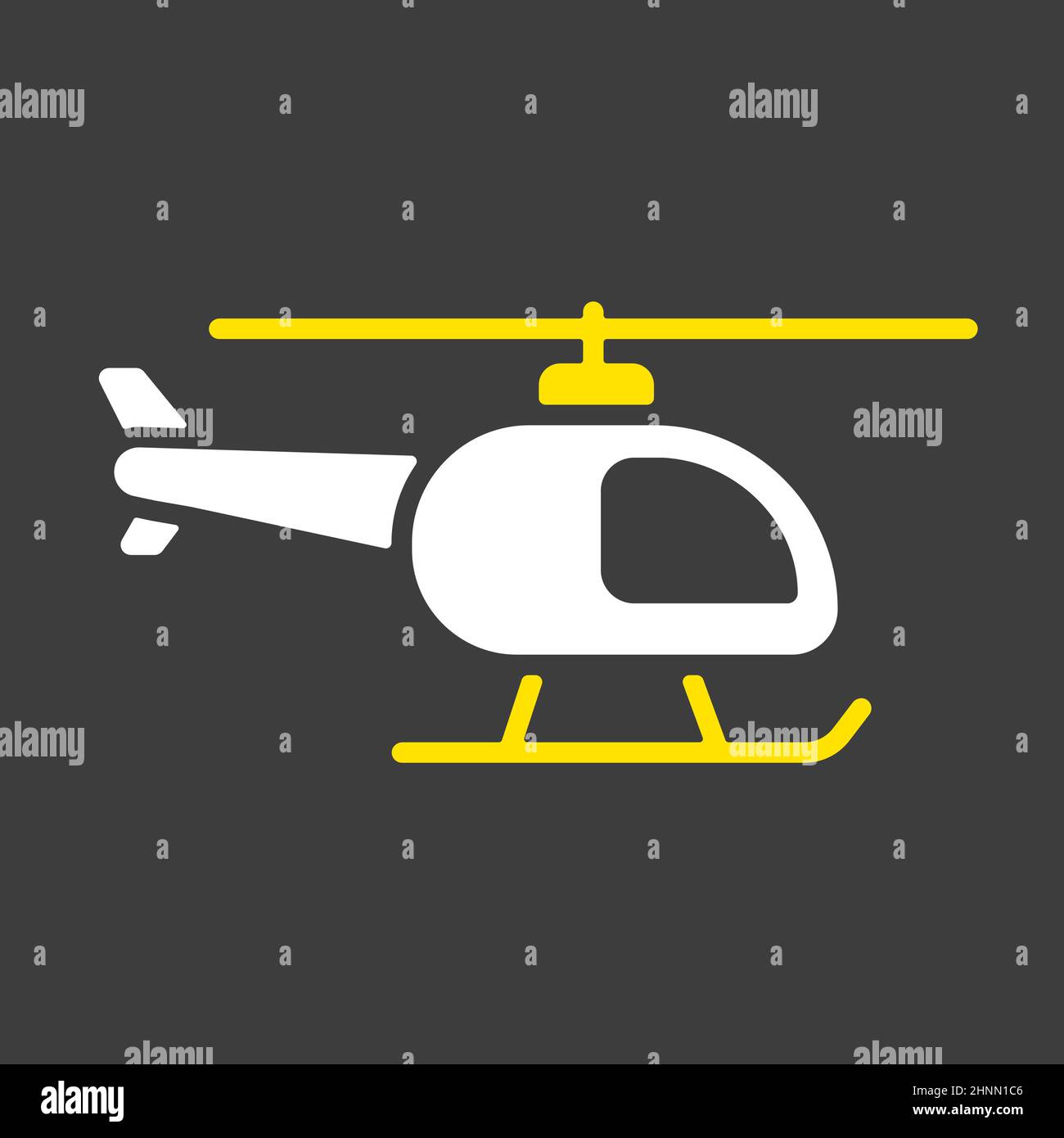 Helicopter flat vector glyph icon on dark background. Graph symbol for ...
