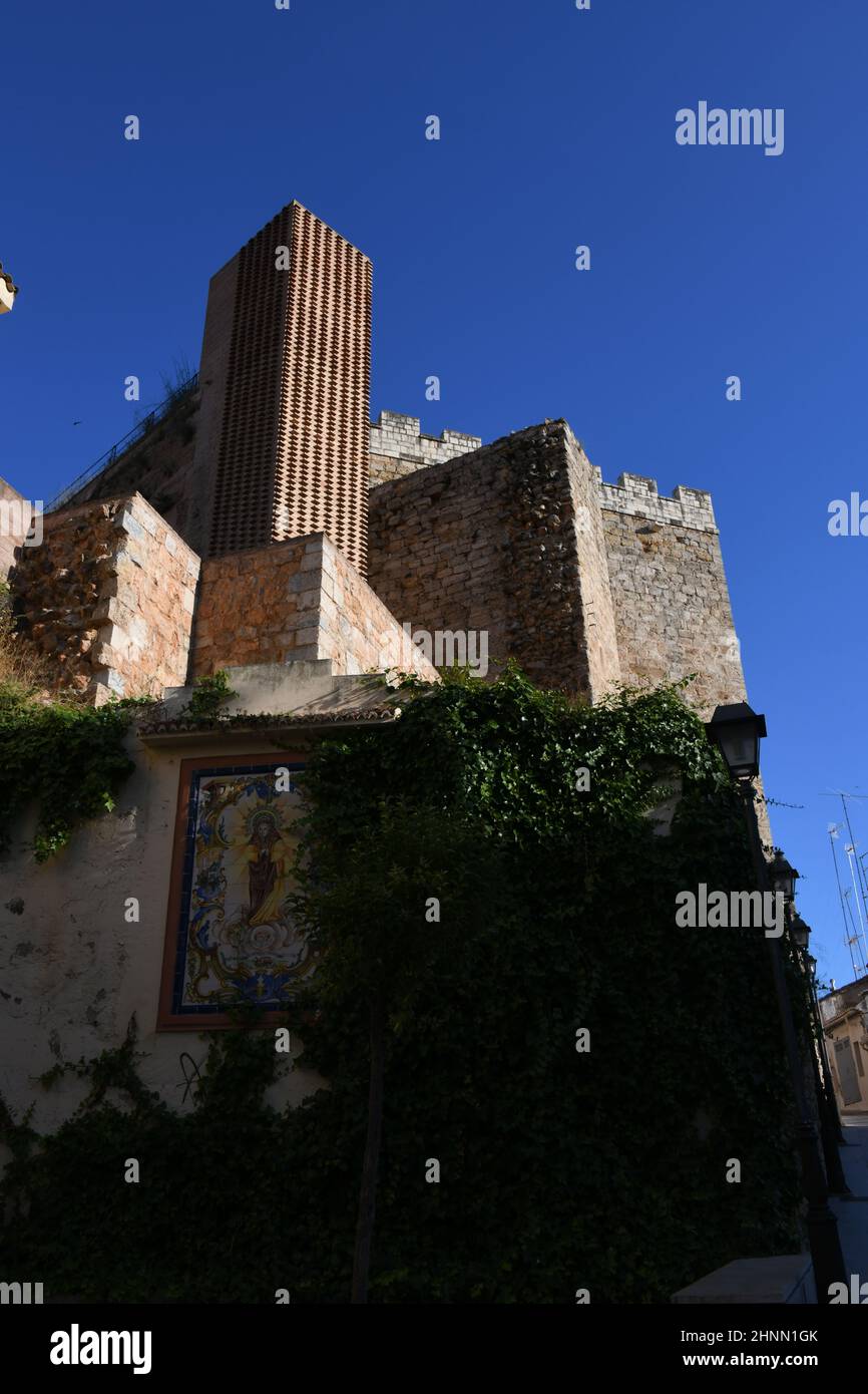 City views, house facades of Requena, Valencia province, Spain, June 25 ...