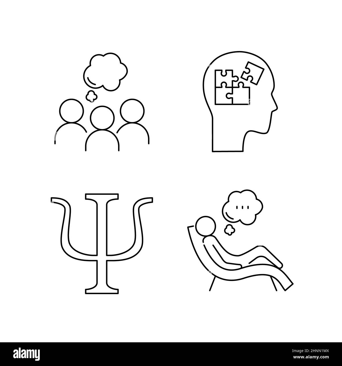Psychotherapy and psychology line icon set. Simple thin outline ...