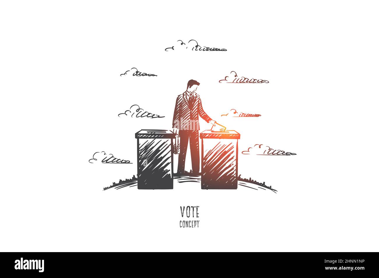 Vote concept. Hand drawn person voting. Process of elections isolated ...