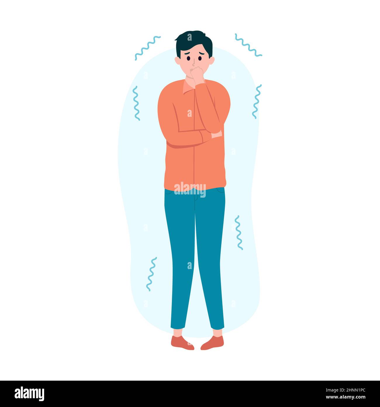 Trembling from anxiety and fear man. Psychological issues. Mental ...