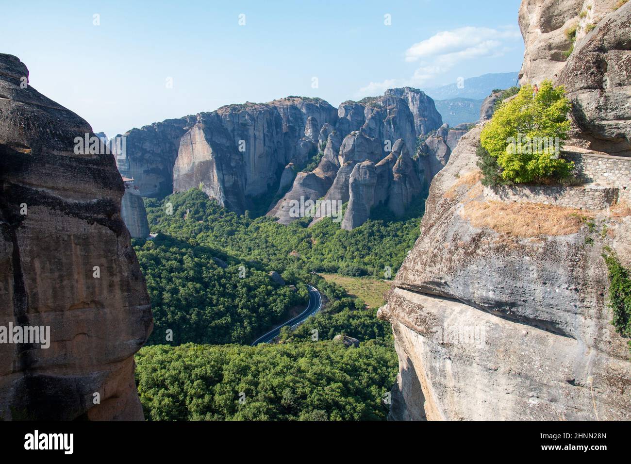 Monasteries built on cliffs, Meteora at sunset, Greece Stock Photo - Alamy