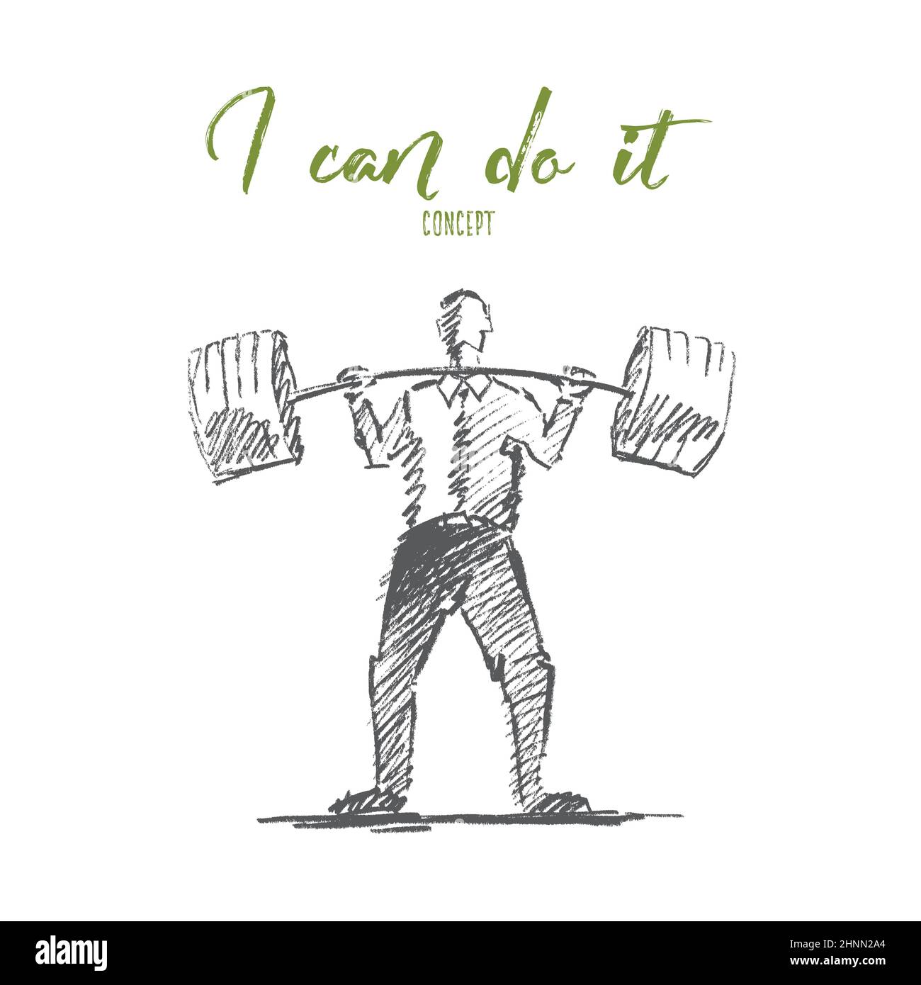 Vector hand drawn I can do it motivational concept sketch. Businessman ...