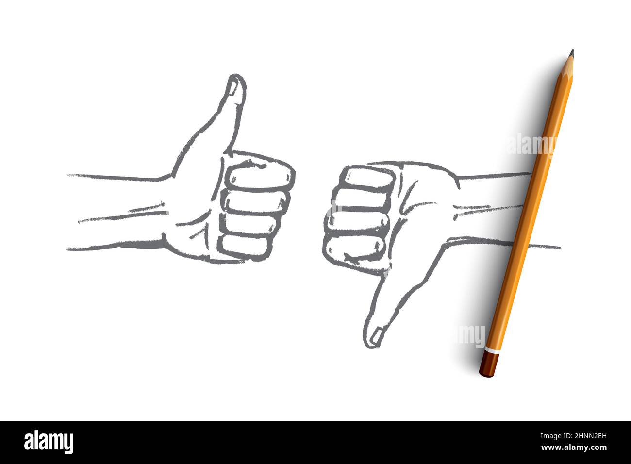 Vector hand drawn good or bad concept sketch with pencil over it. Human ...