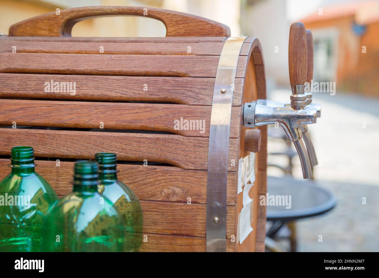 A small wine bar in the exterior. Detail with shallow depth of field ...