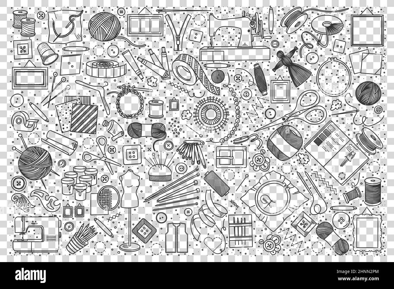 Handmade doodle set. Collection of hand drawn sketches templates of ...