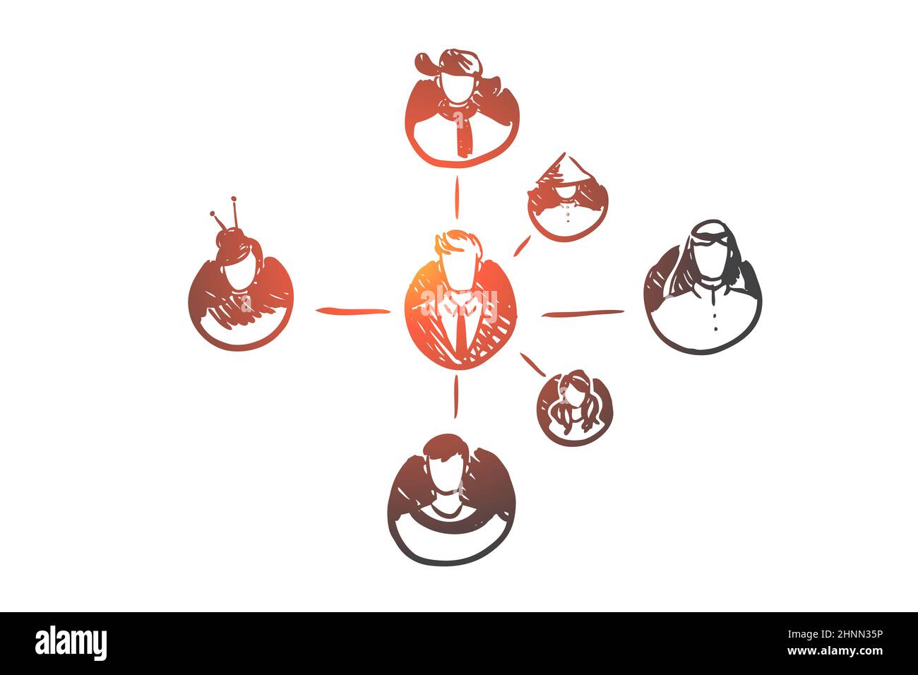 People, connection, network, global, community concept. Hand drawn ...