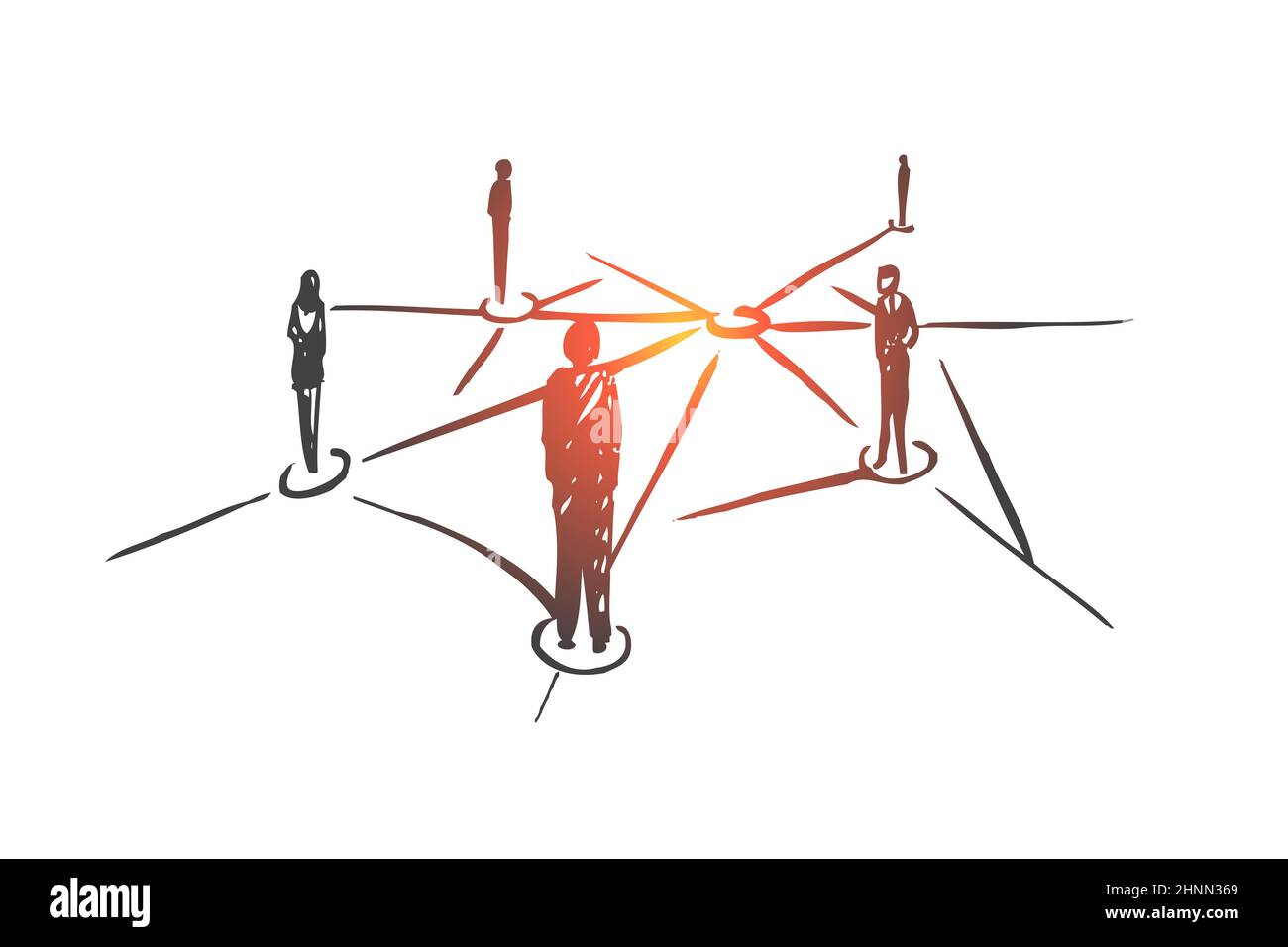 Networking, internet, connection, web, social concept. Hand drawn ...
