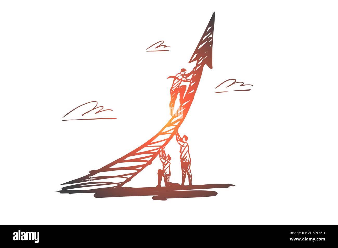 Ambition, success, growth, motivation, progress concept. Hand drawn ...