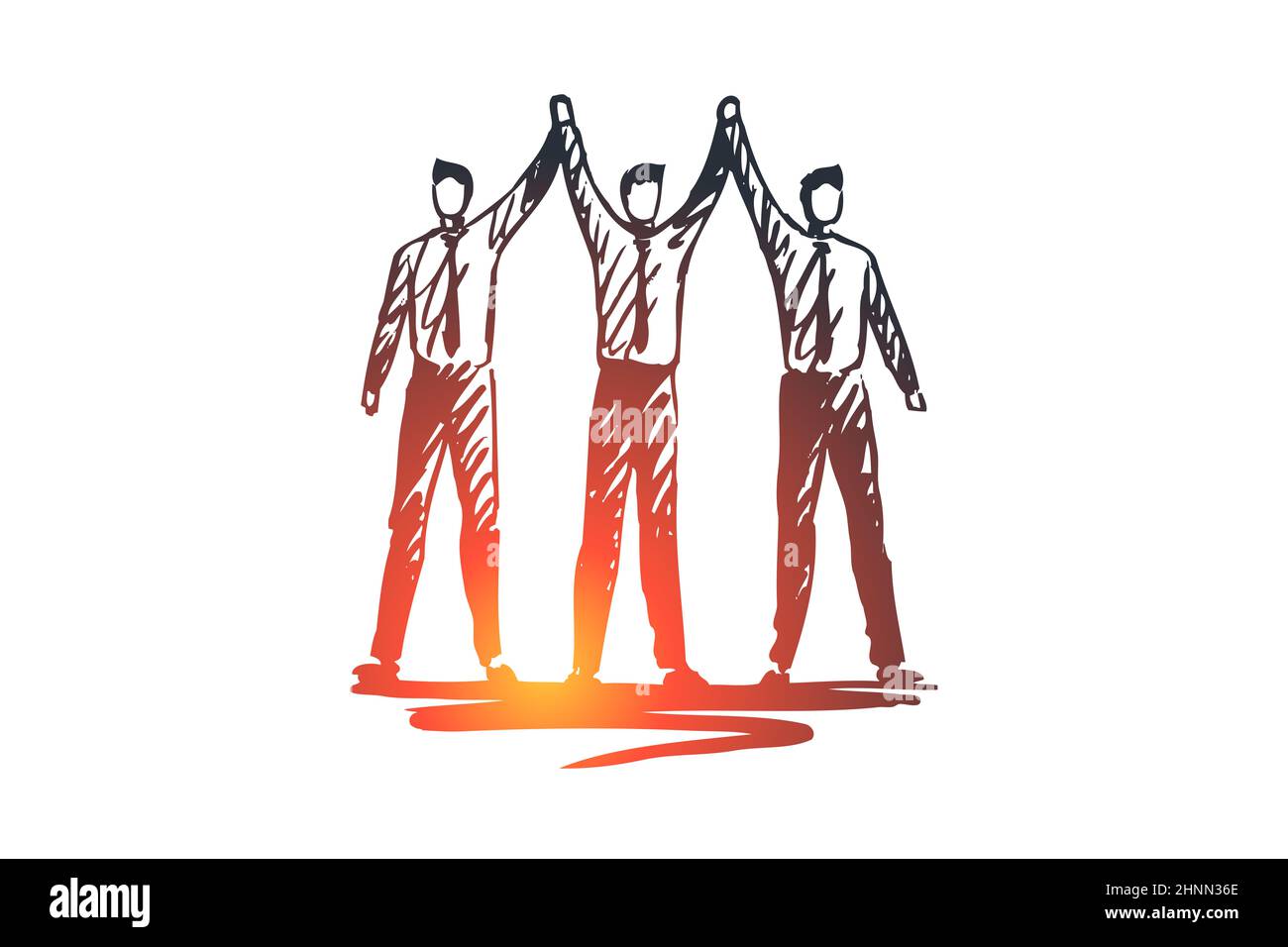 Team, work, people, group, partnership concept. Hand drawn business ...