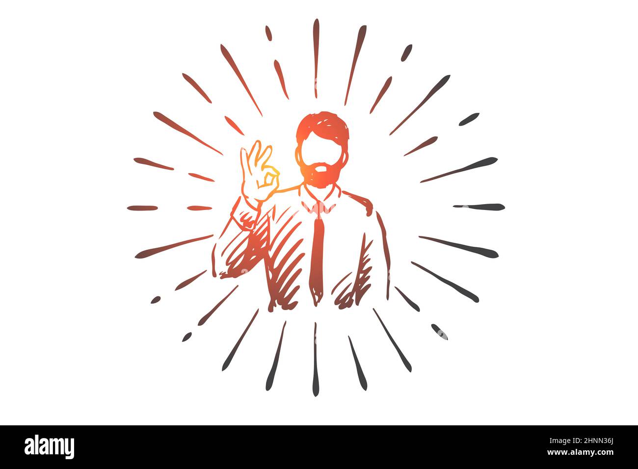 Success, ok, businessman, gesture, symbol concept. Hand drawn ...
