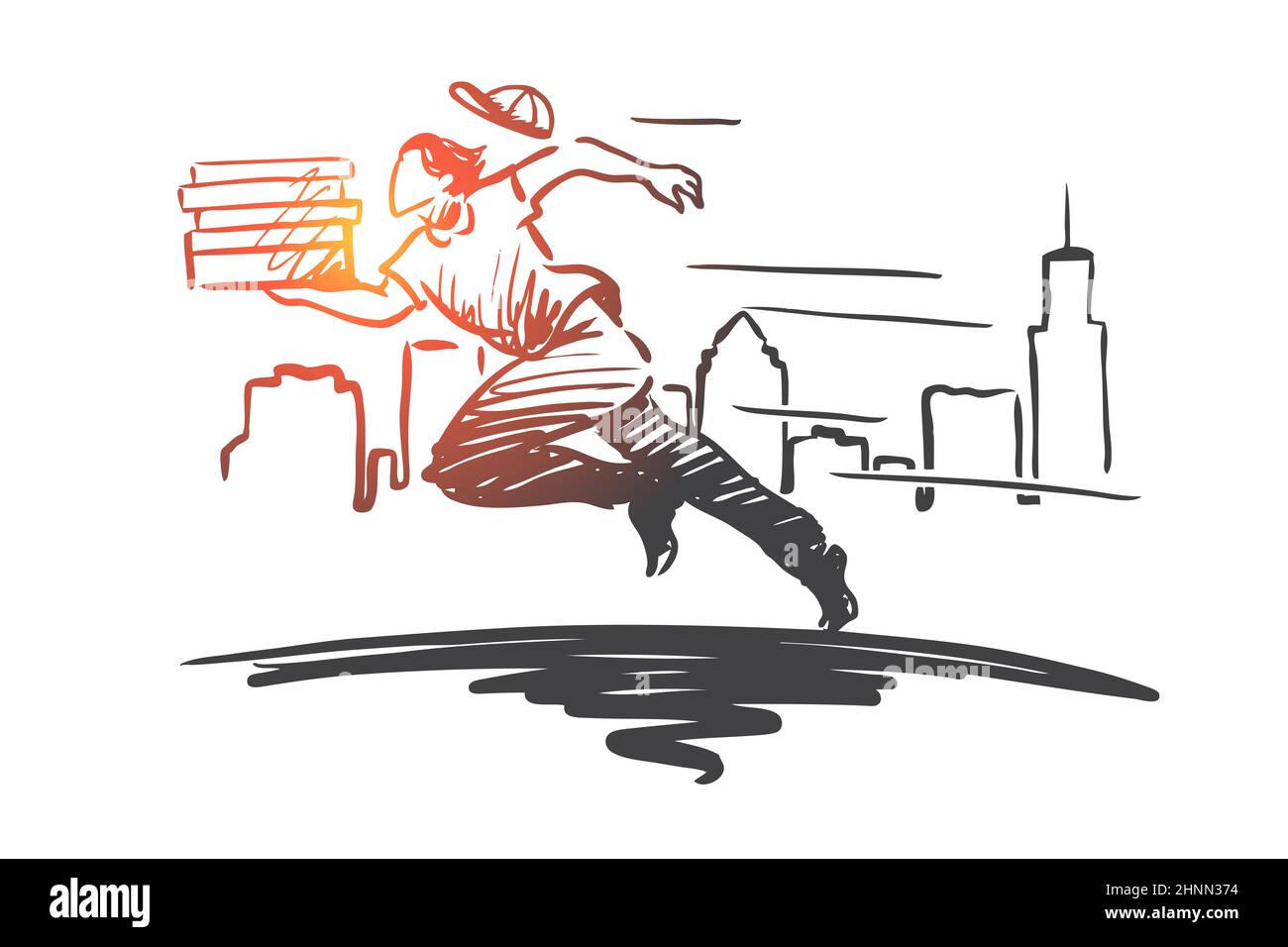 Parcel, service, shipping, delivery, business concept. Hand drawn ...