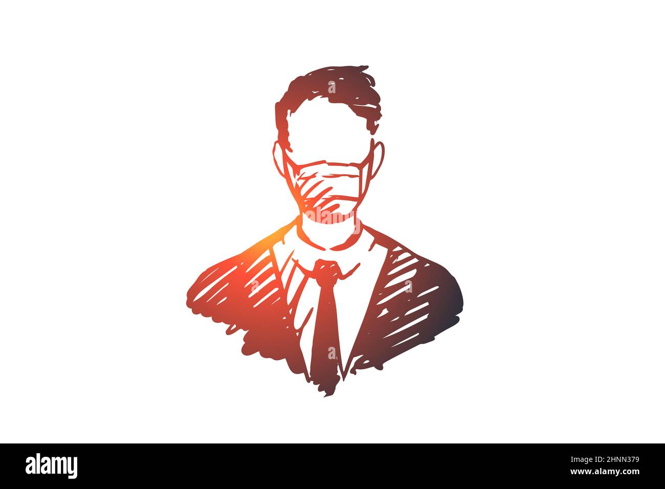 Oxygen, mask, breathing, equipment, health concept. Hand drawn person ...