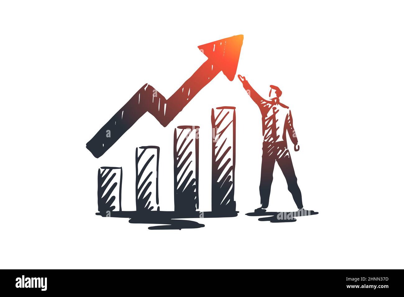 Balance sheet, analysis, financial, growth, graph concept. Hand drawn ...