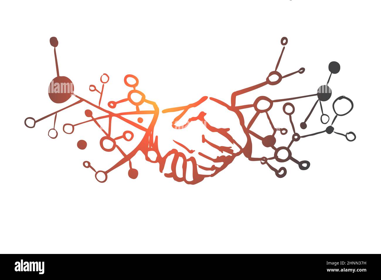 Business, partnership, handshake, agreement, trust concept. Hand drawn ...