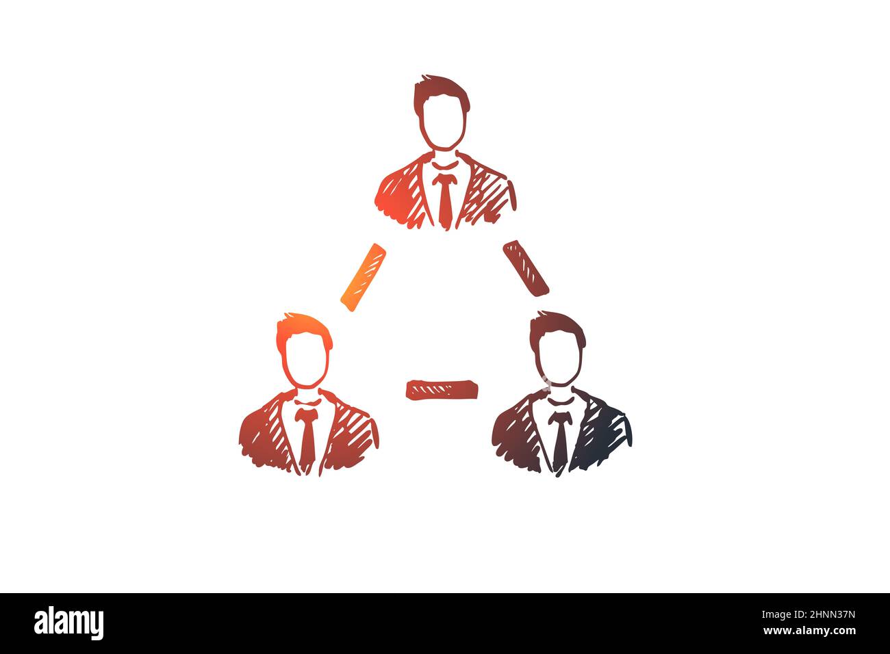 Teamwork, business, people, cooperation, friendship concept. Hand drawn ...