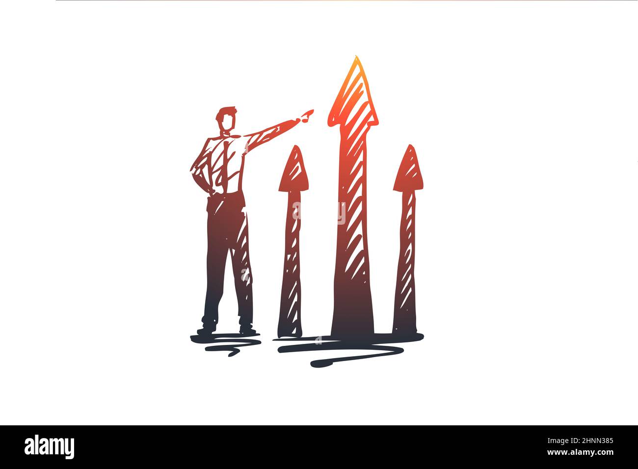 Process, step, presentation, graph, success concept. Hand drawn ...