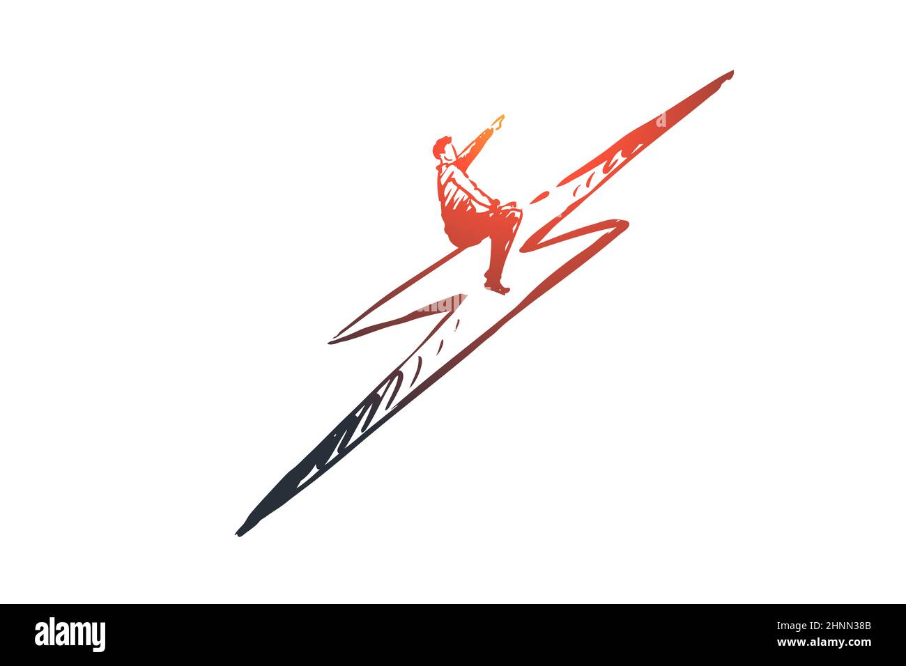 Power, energy, thunder, powerful, strong concept. Hand drawn successful ...