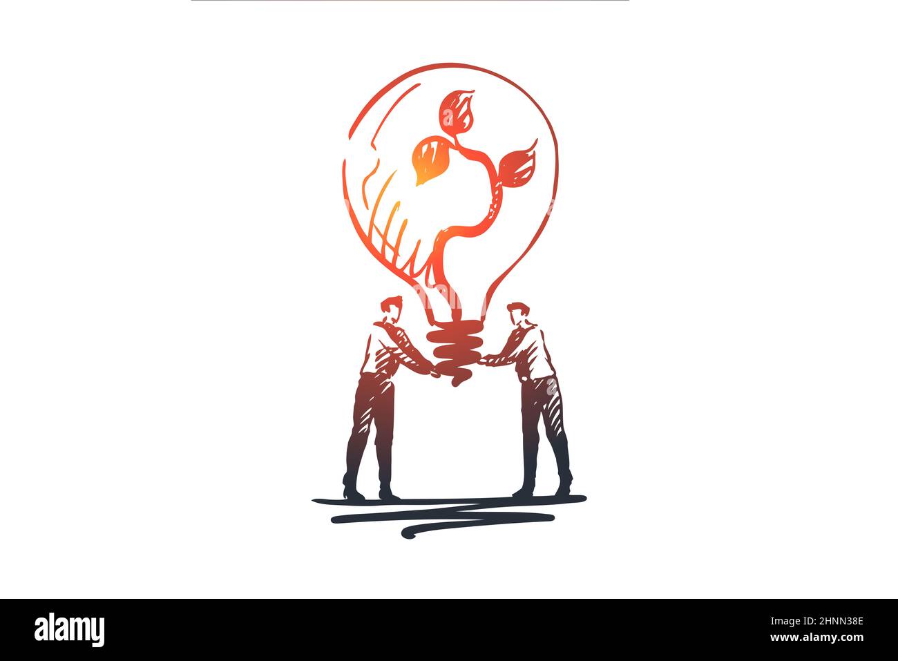 Finance, economy, profit, growth, money concept. Hand drawn two persons ...