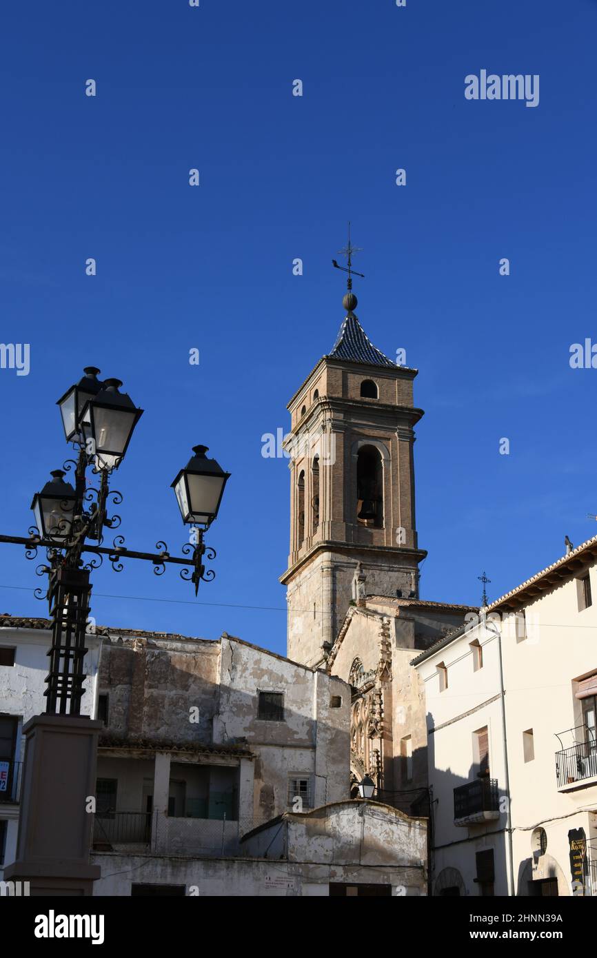 City views, house facades of Requena, Valencia province, Spain, June 25 ...