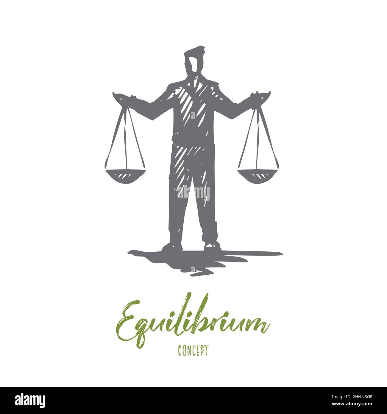 Equilibrium, balance, equality, scale, justice concept. Hand drawn ...