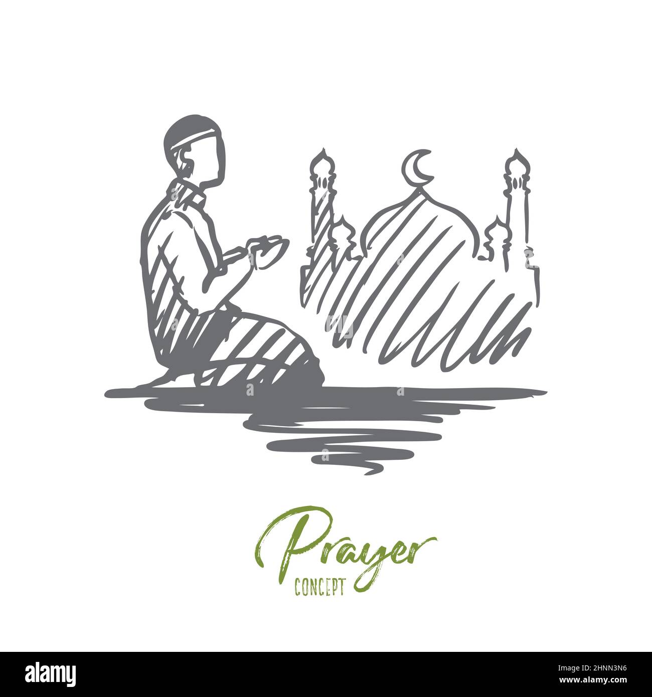 Man, prayer, religion, muslim, arabic, islam, mosque concept. Hand ...