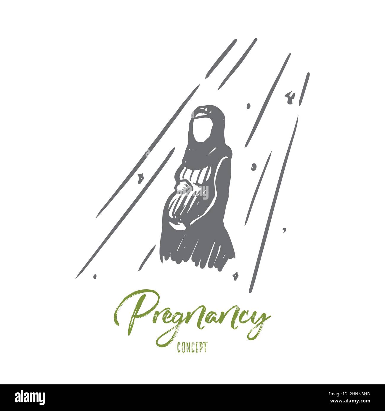 Religion, pregnancy, muslim, arabic, islam, mosque concept. Hand drawn ...