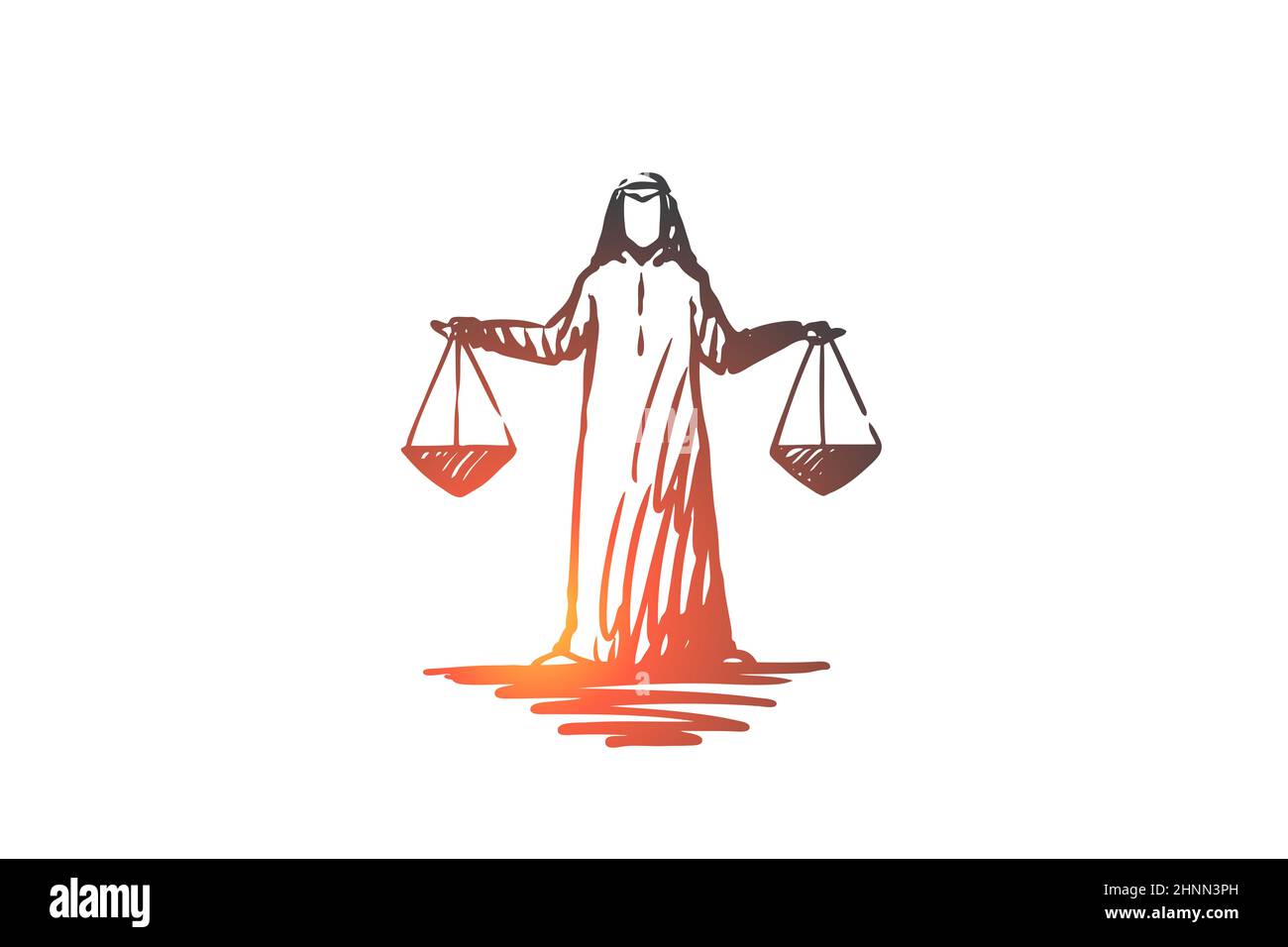 Justice, Islam, weighing, balance concept. Hand drawn Arab judge with ...