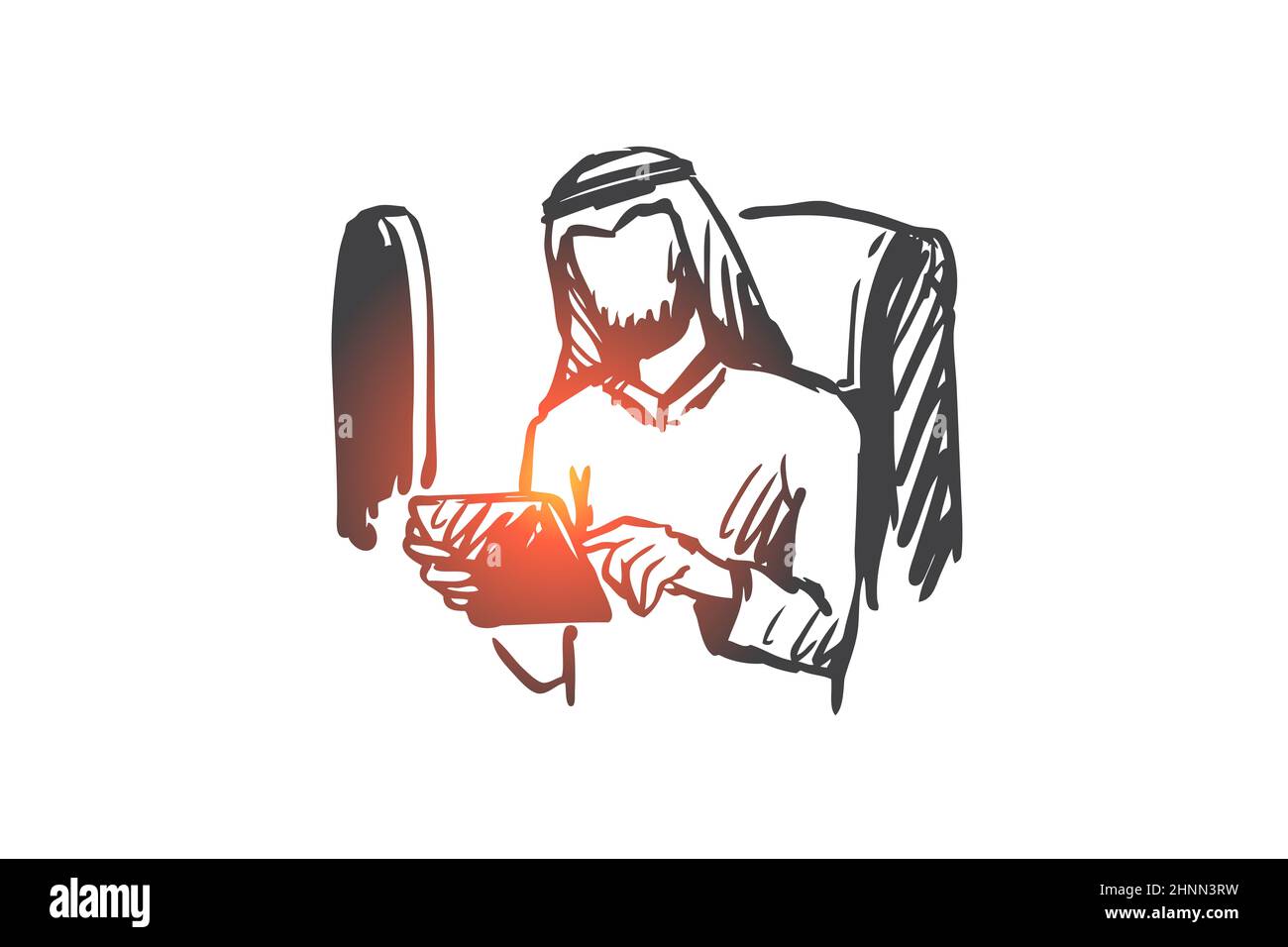 Gadgets, business trip, businessman, Muslim, airplane concept. Hand ...