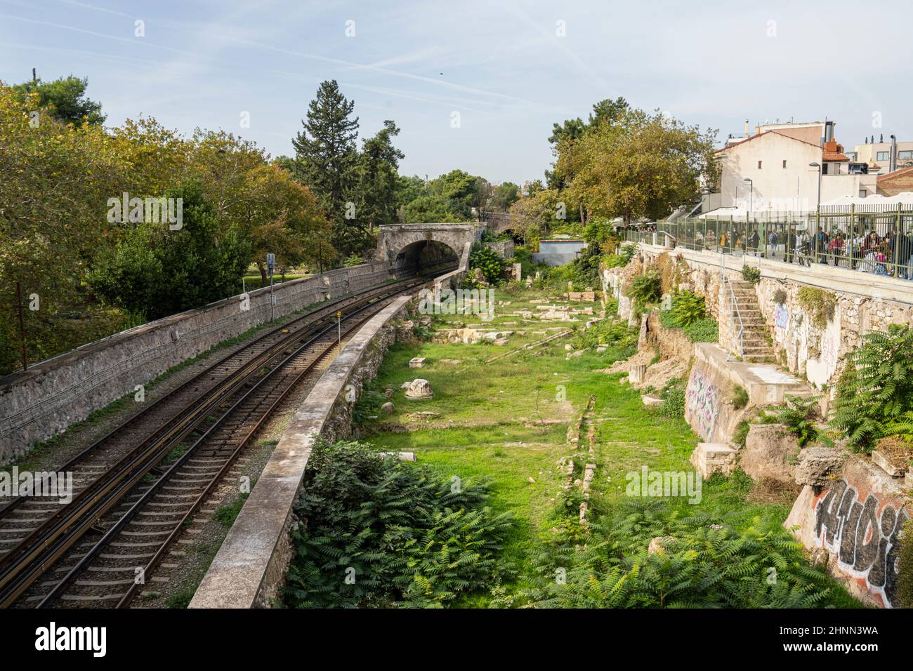 Metro line tracks in Athens, Greece Stock Photo - Alamy