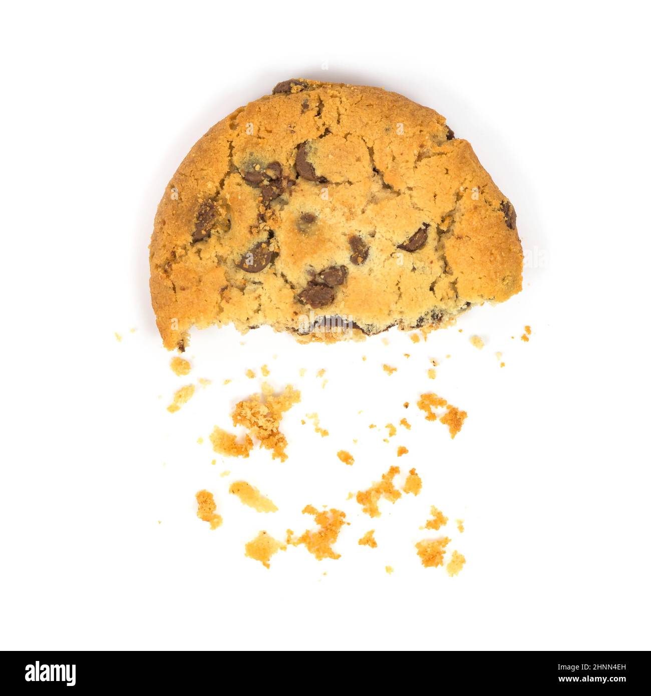 Bitten chocolate chips cookie isolated on white background with ...