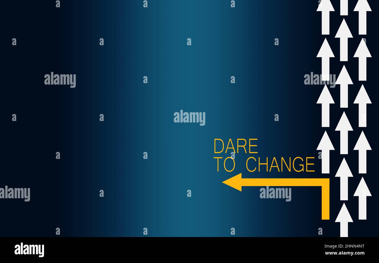 Dare to change with turning arrow, 3D, rendering Stock Photo - Alamy