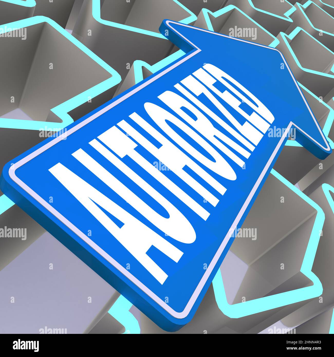 Authorized word with blue arrow, 3D rendering Stock Photo - Alamy