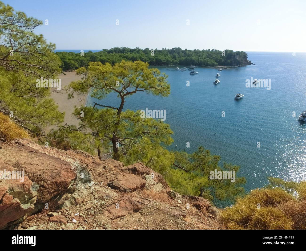 View of the stone beach at the site of the ancient Lycian city of ...