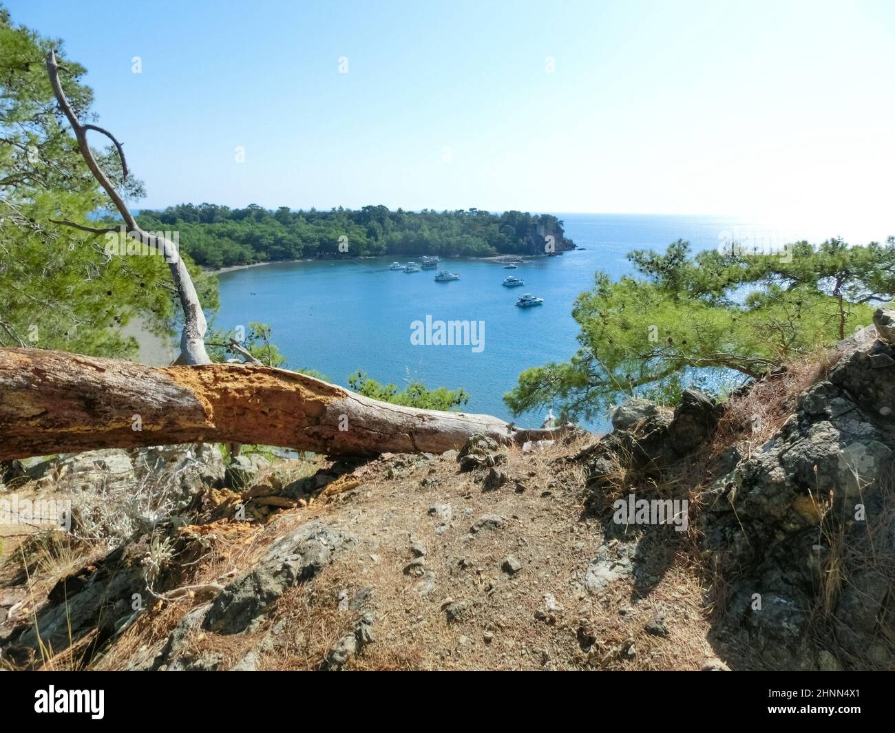 View of the stone beach at the site of the ancient Lycian city of ...