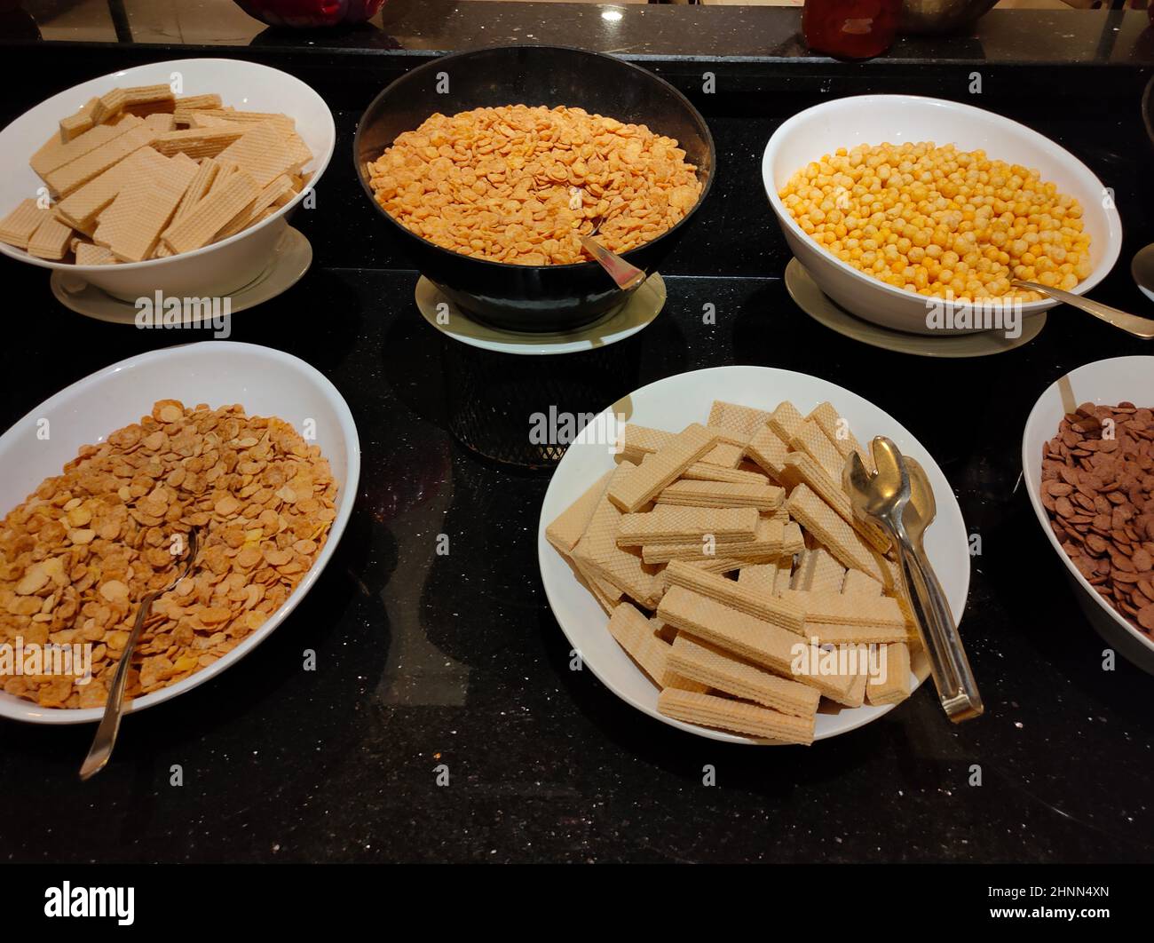 Food on the shelves in the self-service buffet with all inclusive in ...