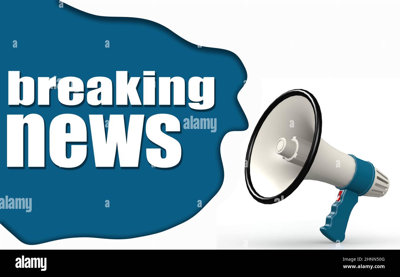 Breaking news word with megaphone, 3d rendering Stock Photo - Alamy