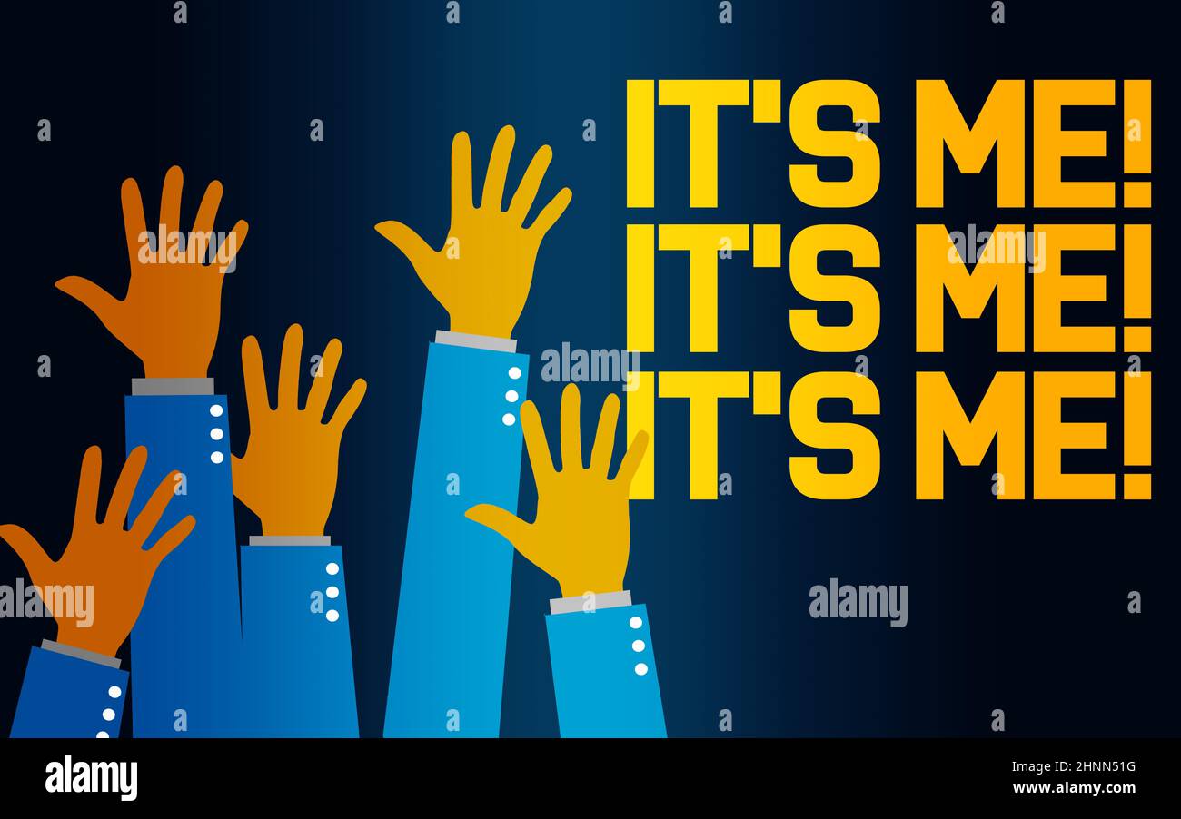 It is me word with raising hands, 3d rendering Stock Photo - Alamy