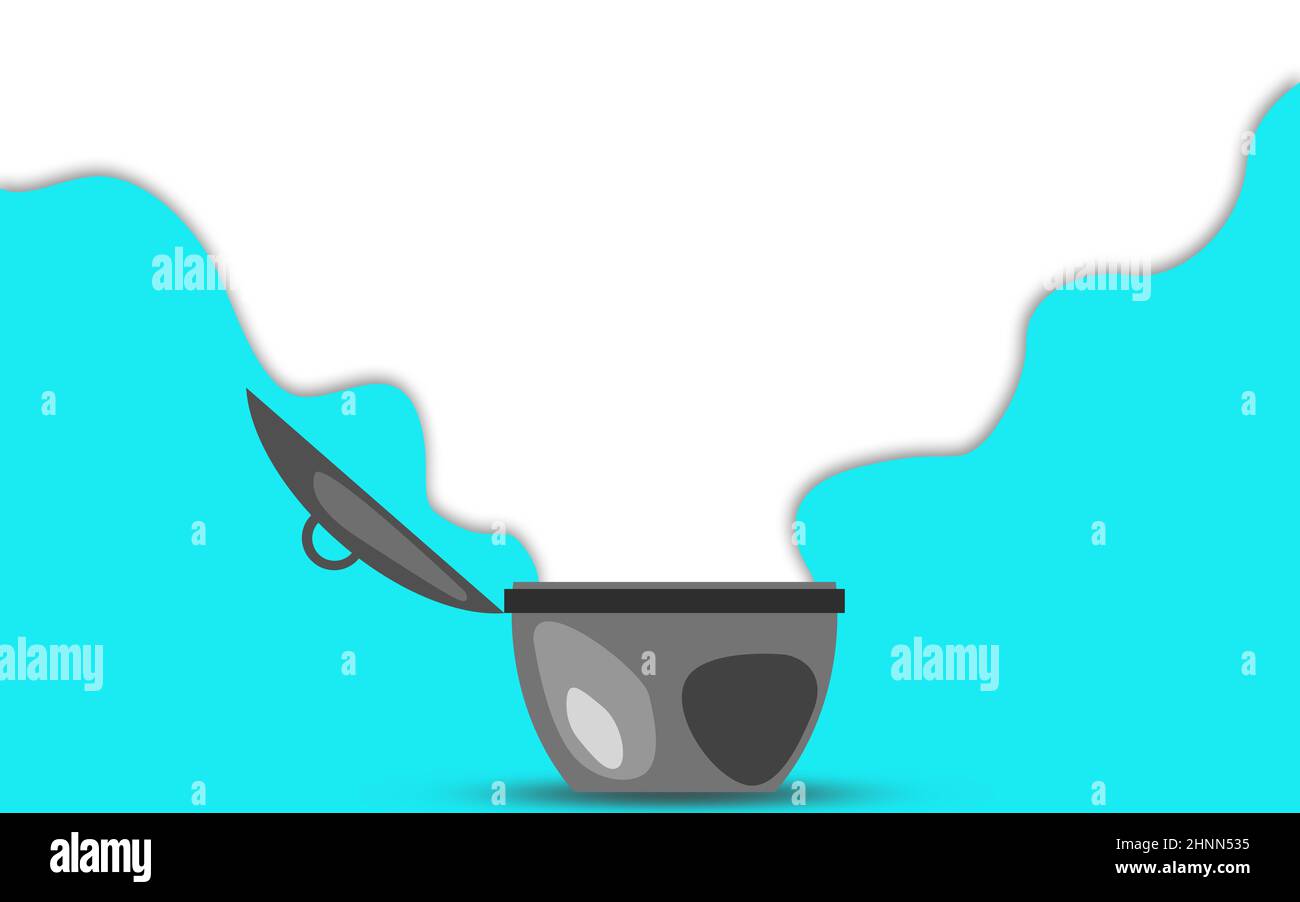 Cooking pot with blue background, 3d rendering Stock Photo - Alamy