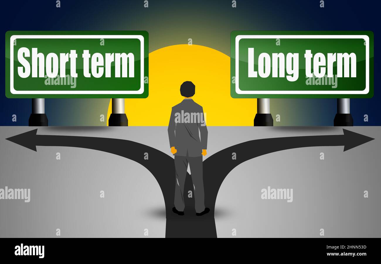 Two green direction sign, short term and long term, 3D rendering Stock ...