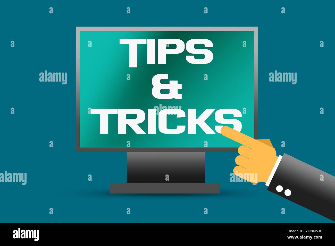 Tips and tricks word on computer screen, 3D rendering Stock Photo - Alamy