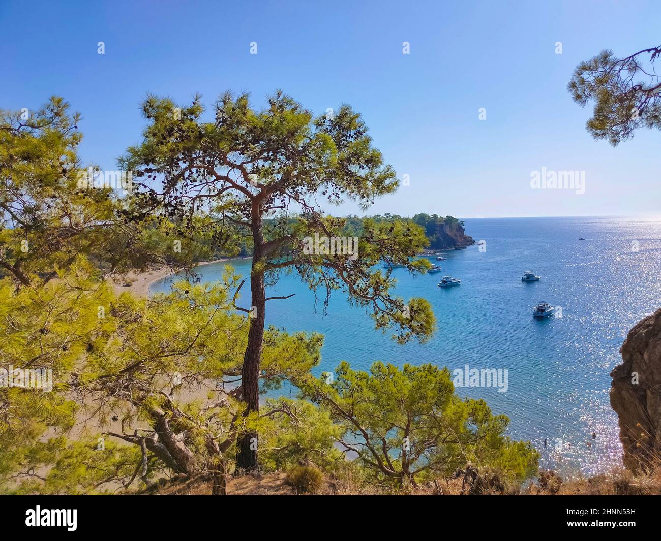 View of the stone beach at the site of the ancient Lycian city of ...