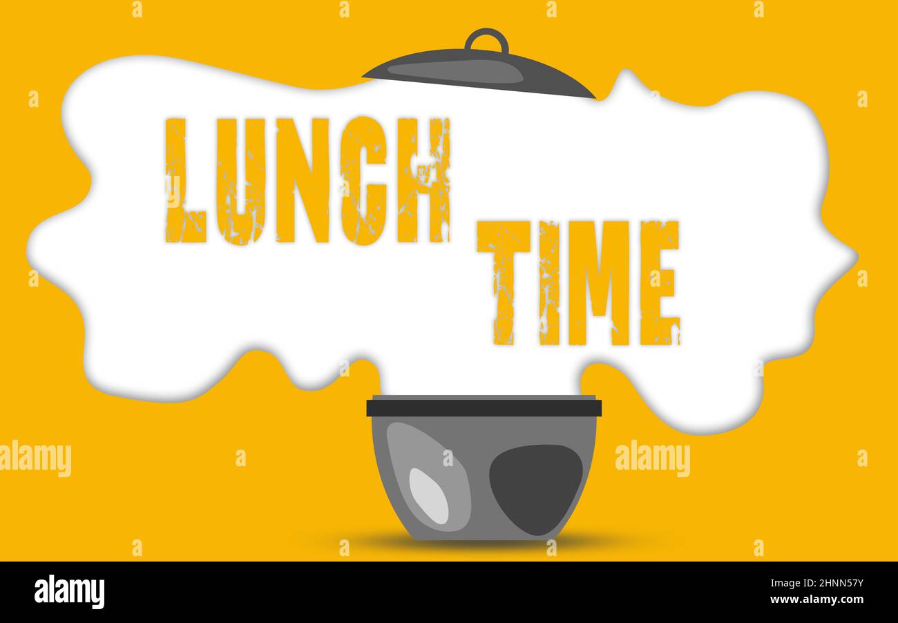 Lunch time word with ooking pot, 3d rendering Stock Photo - Alamy