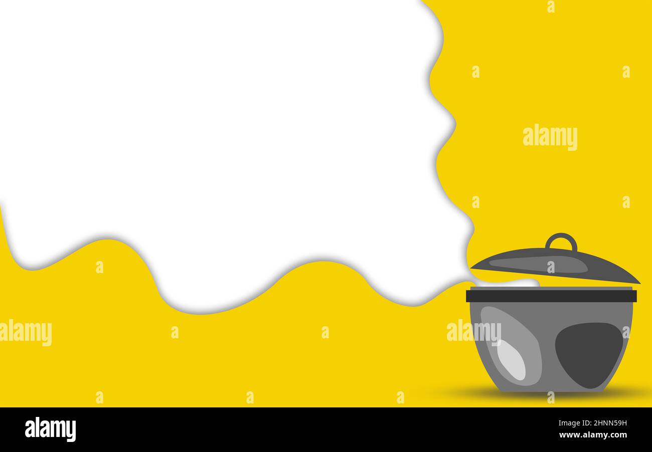 Cooking pot with yellow background, 3d rendering Stock Photo - Alamy