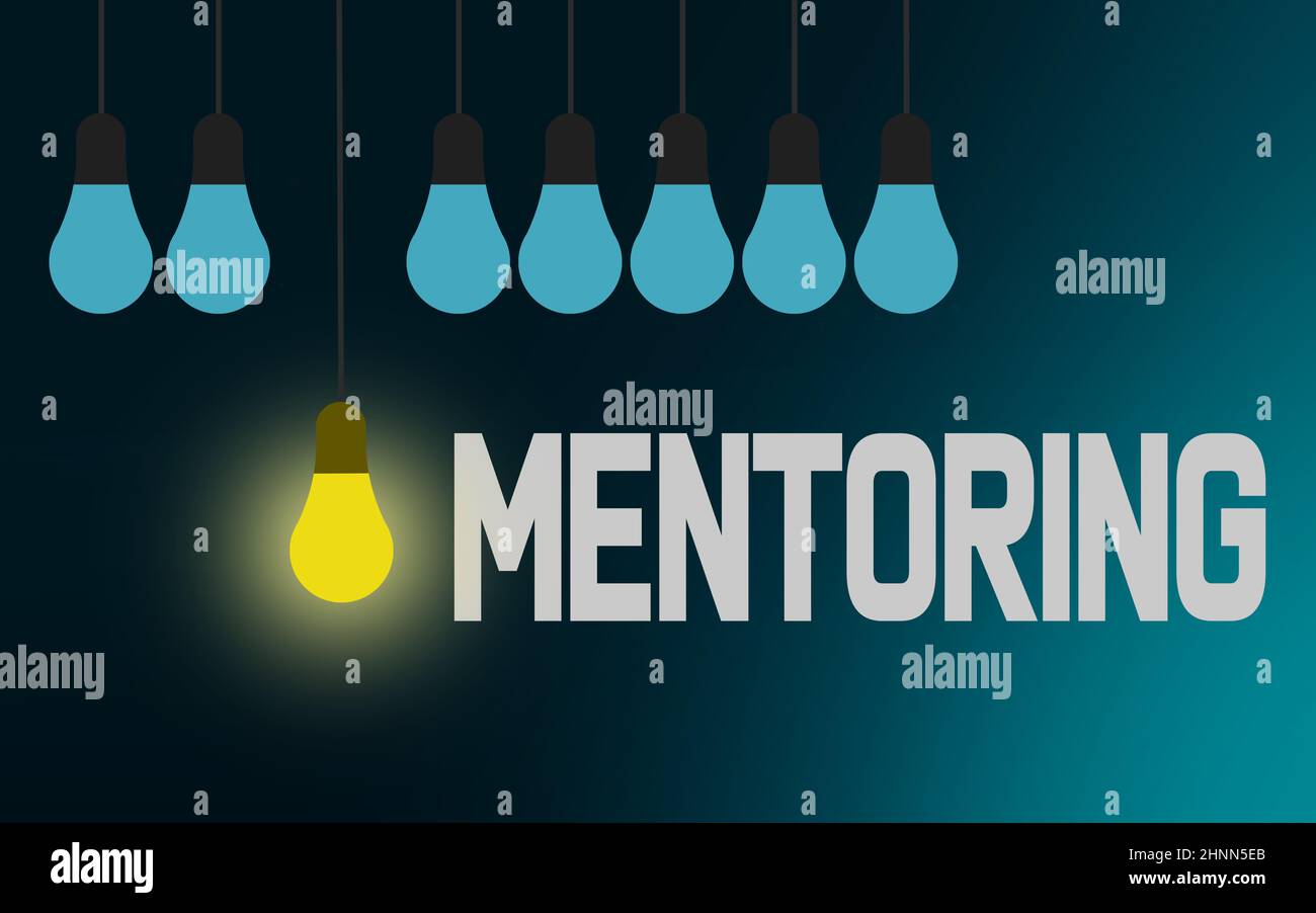 Mentoring word with lighting bulb, 3d rendering Stock Photo - Alamy