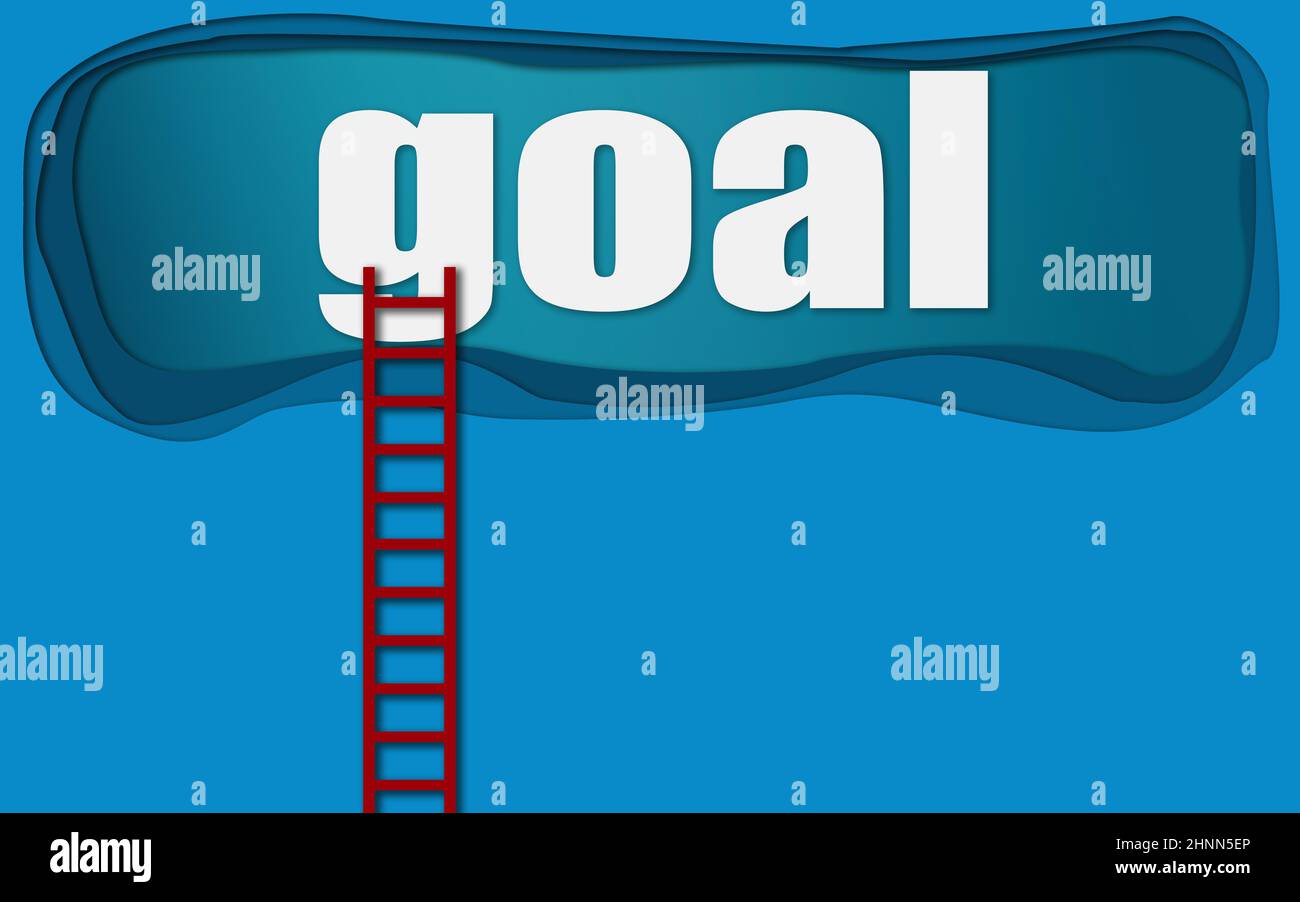 Red ladder to goal word, 3d rendering Stock Photo - Alamy